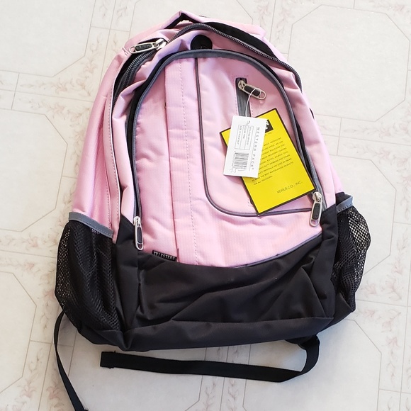 Bags | Nwt New Pink Black Multi Pocket Backpack | Poshmark